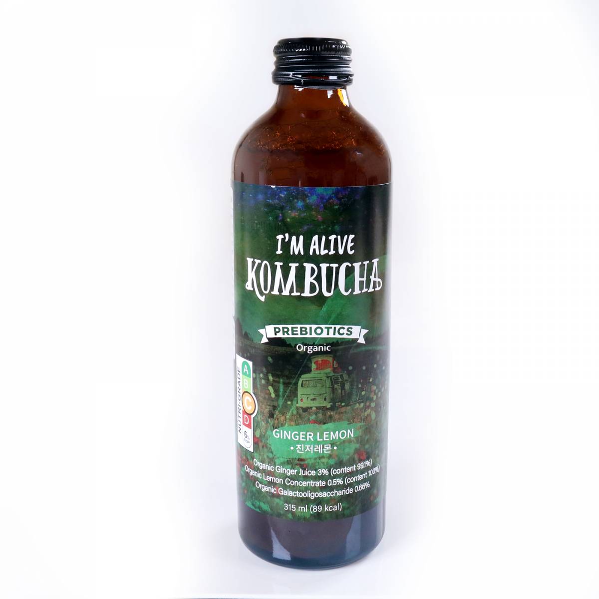 I'm Alive Organic Kombucha 315ml (Ginger Lemon)